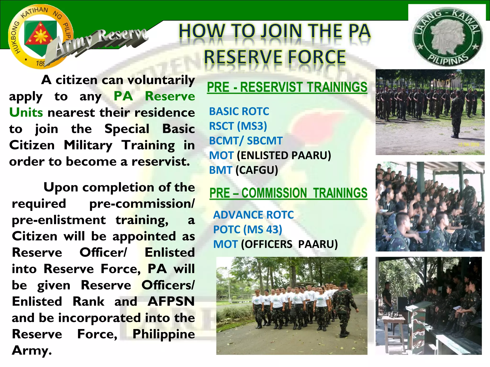 Army Reserve Force | PPT