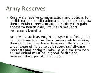 Army Reserves Provide Career Growth and Other Benefits