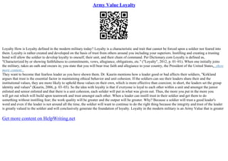 Army Value Loyalty | PDF