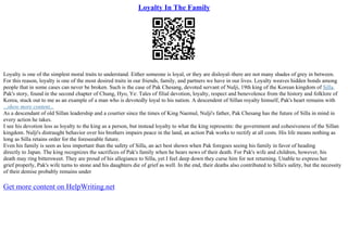 Army Value Loyalty | PDF