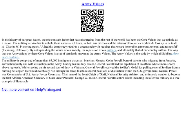 Army Values Essay | PPT