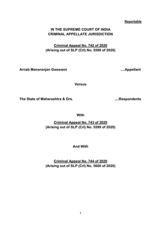 Arnab manoranjan goswami_v__state_of_maharashtra | PDF
