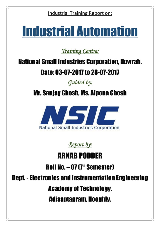 REPORT ON INDUSTRIAL AUTOMATION | PDF | Small and Medium-sized Business ...