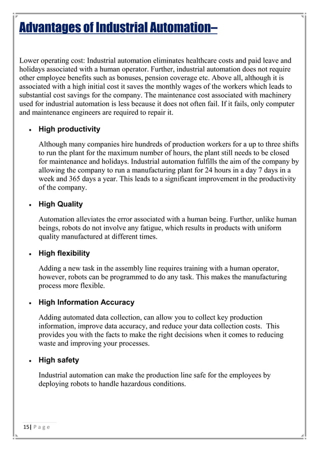 REPORT ON INDUSTRIAL AUTOMATION | PDF | Small and Medium-sized Business ...