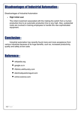 REPORT ON INDUSTRIAL AUTOMATION | PDF
