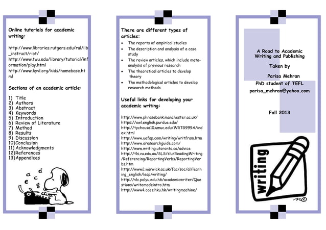 Academic Writing and Publishing for the Graduate Students of TEFL | PPT