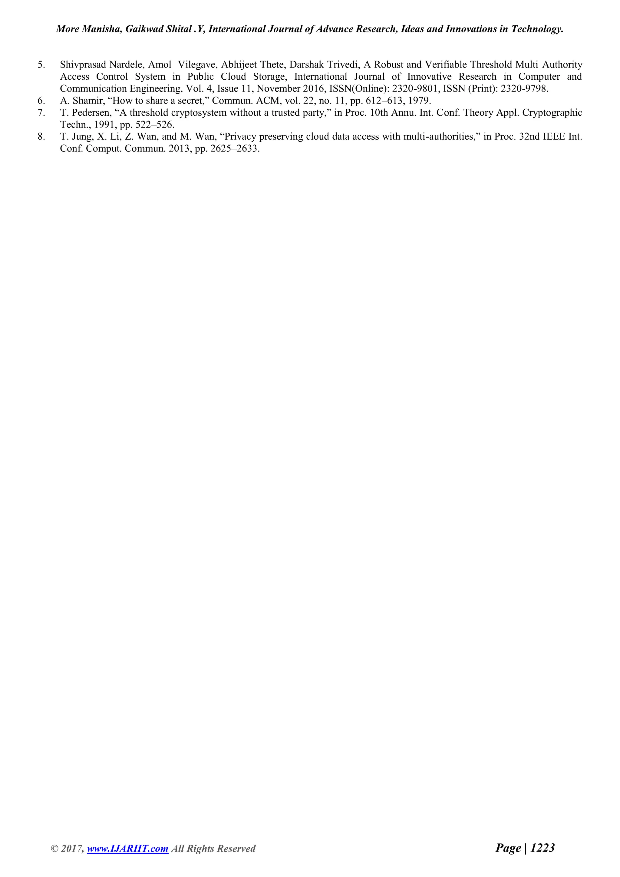 A robust and verifiable threshold multi authority access control system ...
