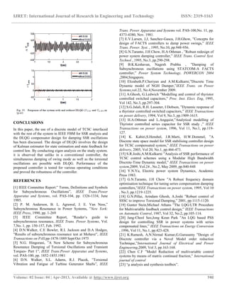 A robust dlqg controller for damping of sub synchronous oscillations in a series compensated ...