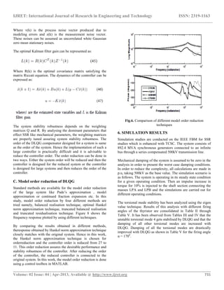 A robust dlqg controller for damping of sub synchronous oscillations in a series compensated ...