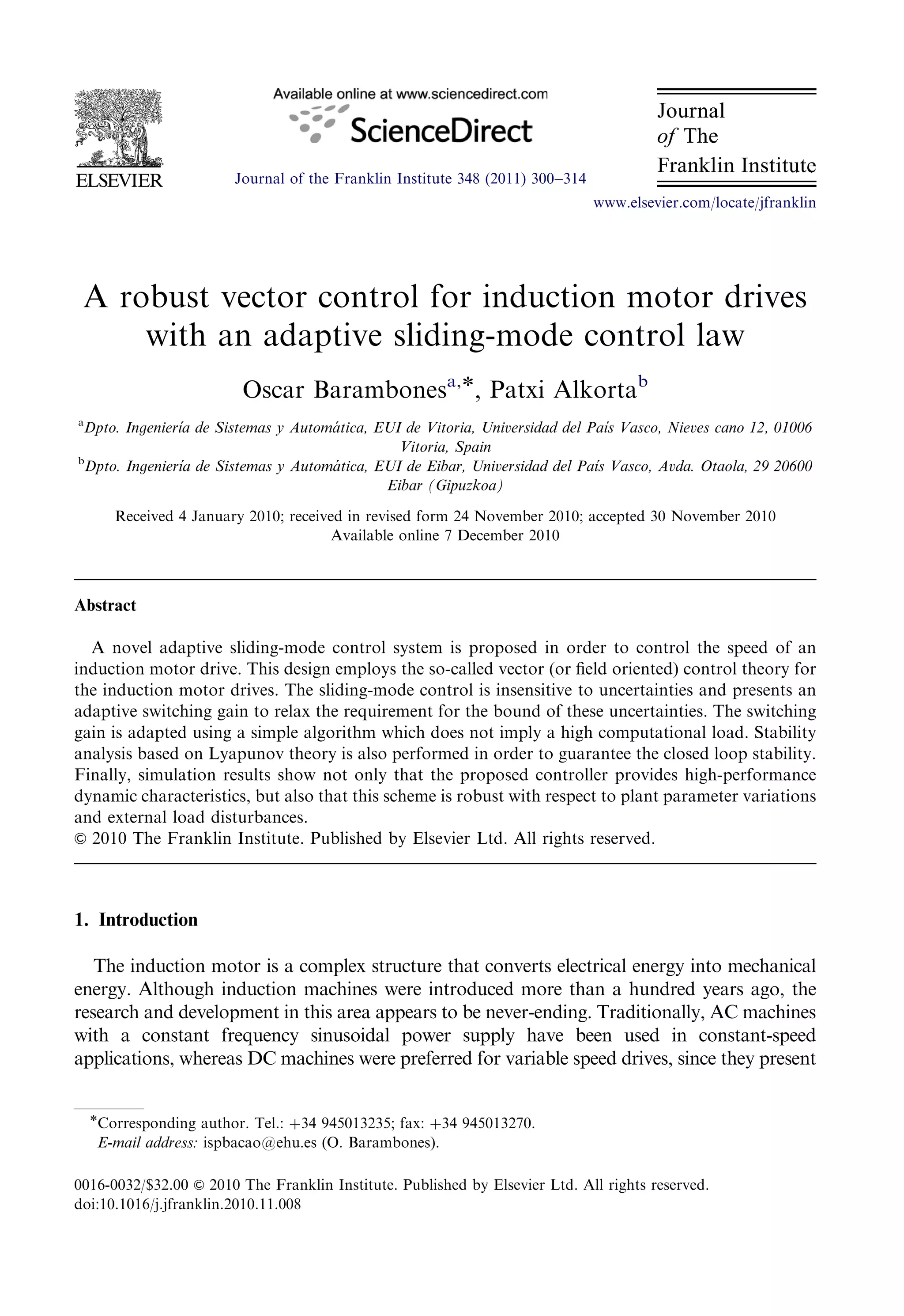 A Robust Vector Control For Induction Motor Drives With An Adaptive Sliding Mode Control Law Pdf
