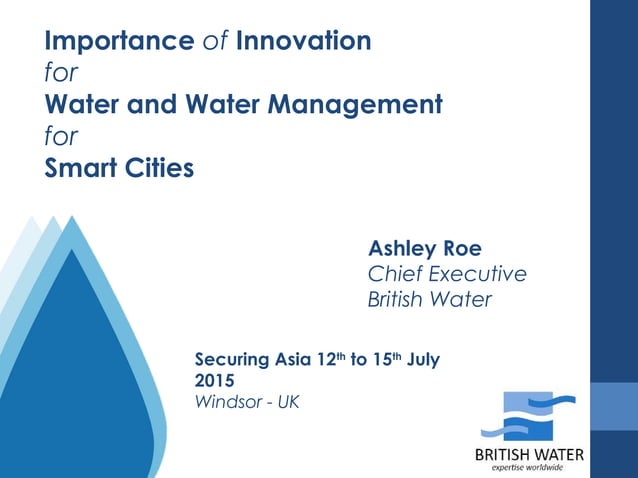 Importance of Innovation for Water and Water Management for Smart ...