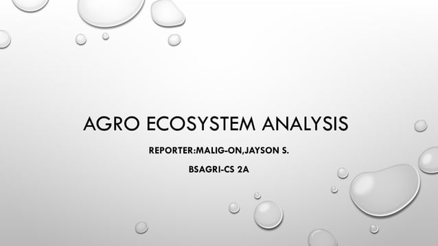 AgRO ECOSYSTEM ANALYSIS in nature resources and environmental ...
