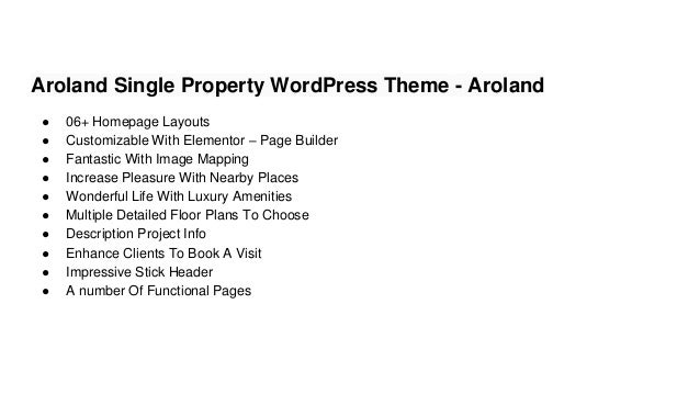 Aroland - Single Property Landing Page WordPress Theme | PPTX