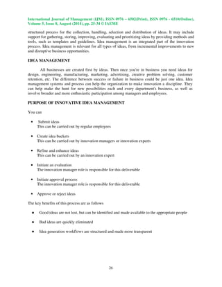 A role of innovative idea management in hrm | PDF