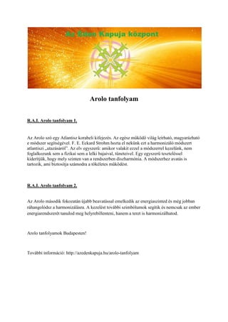 R.A.I. Arolo tanfolyamok | PDF