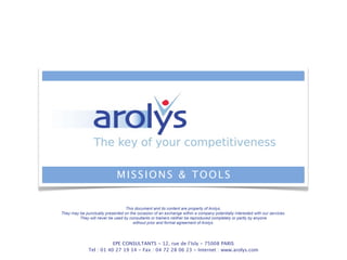 Arolys | The key of your competitiveness / Value Analysis and Design to ...