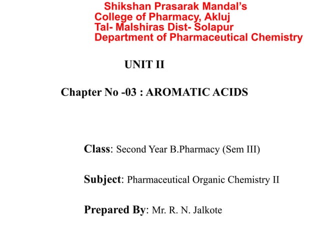 aromatic acids new (1).pptx | Chemistry | Science