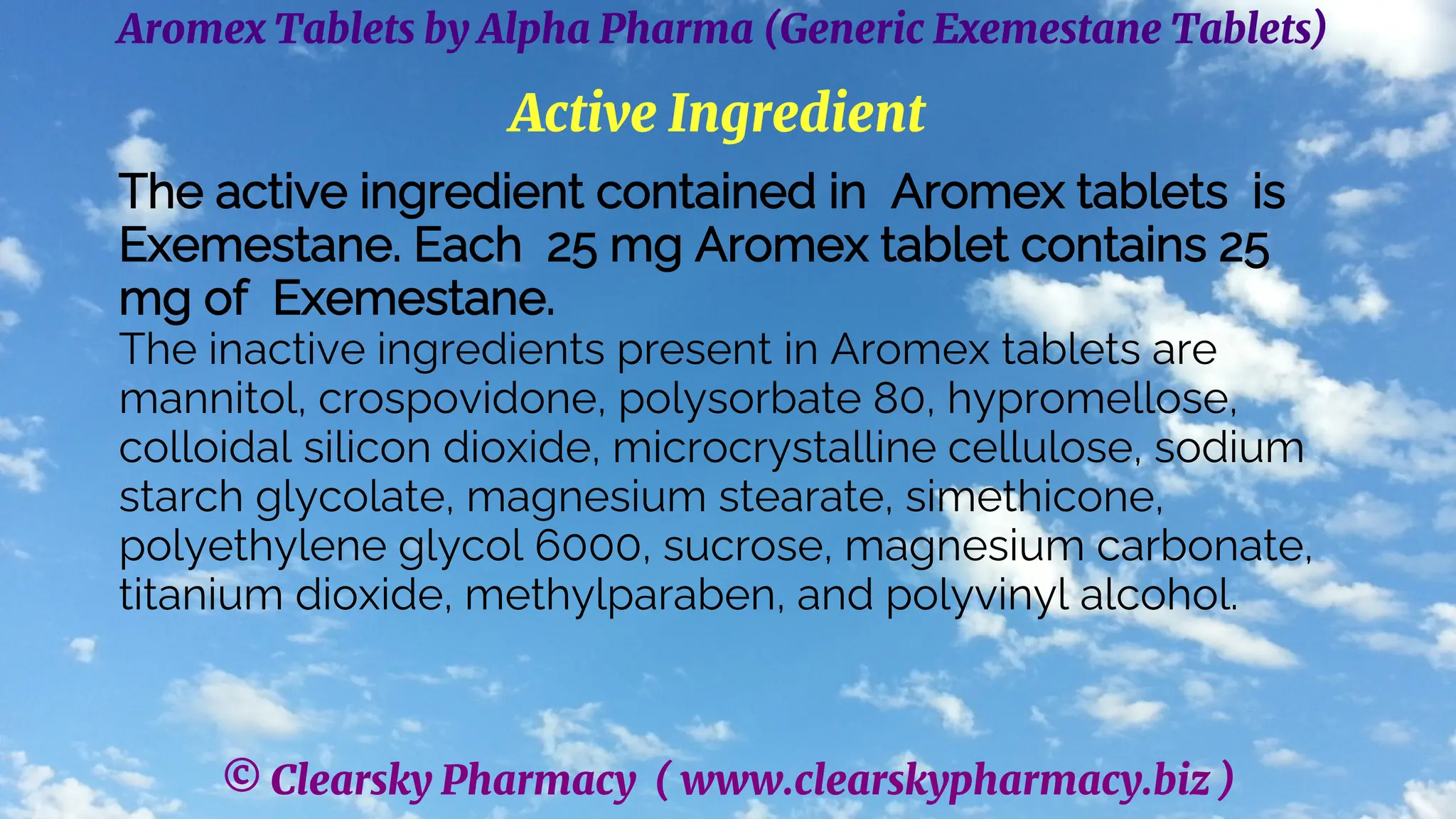 Aromex Tablets by Alpha Pharma (Generic Exemestane Tablets) | PDF
