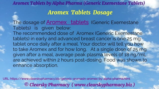 Aromex Tablets by Alpha Pharma (Generic Exemestane Tablets) | PPT