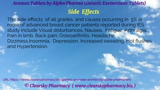 Aromex Tablets by Alpha Pharma (Generic Exemestane Tablets) | PDF