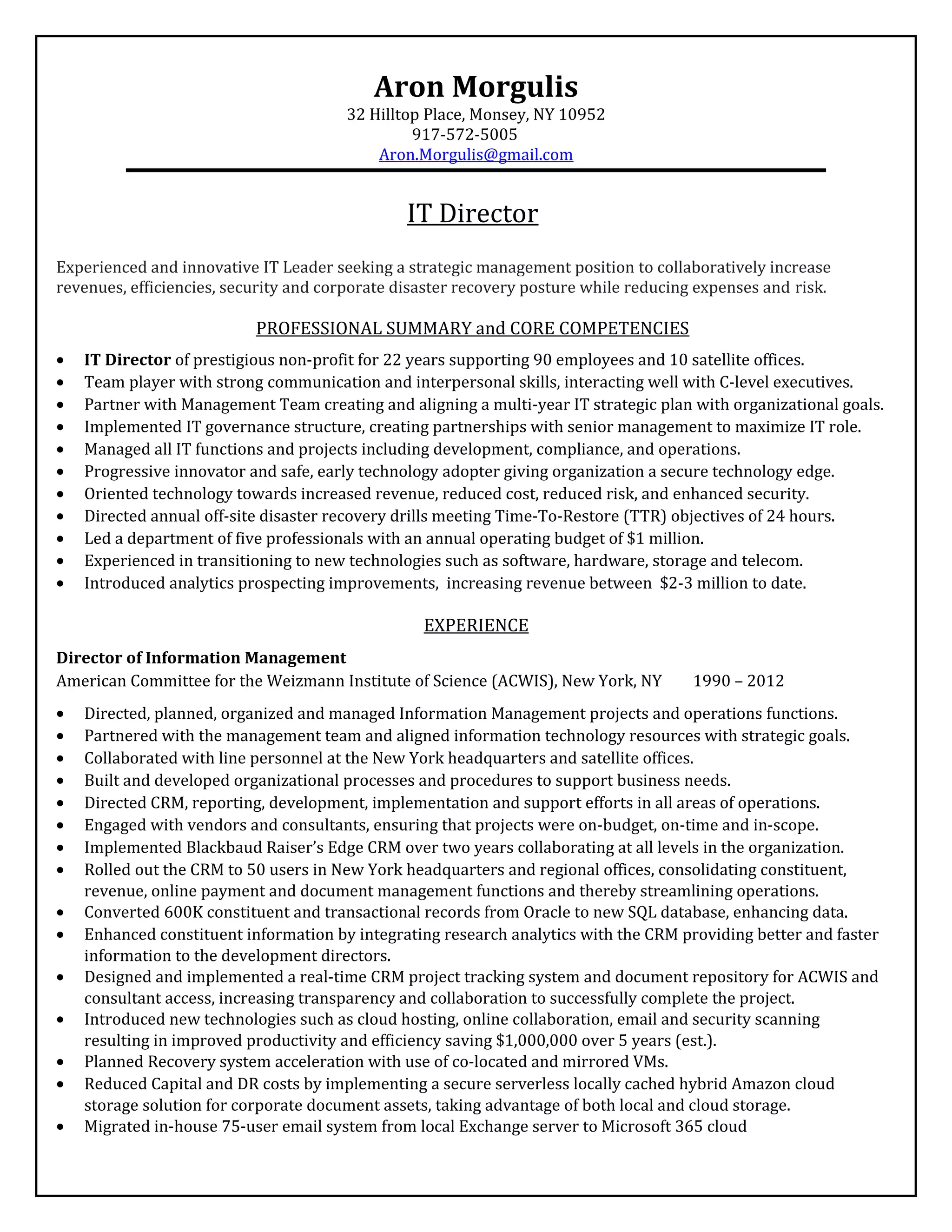 Aron Morgulis resume | DOC