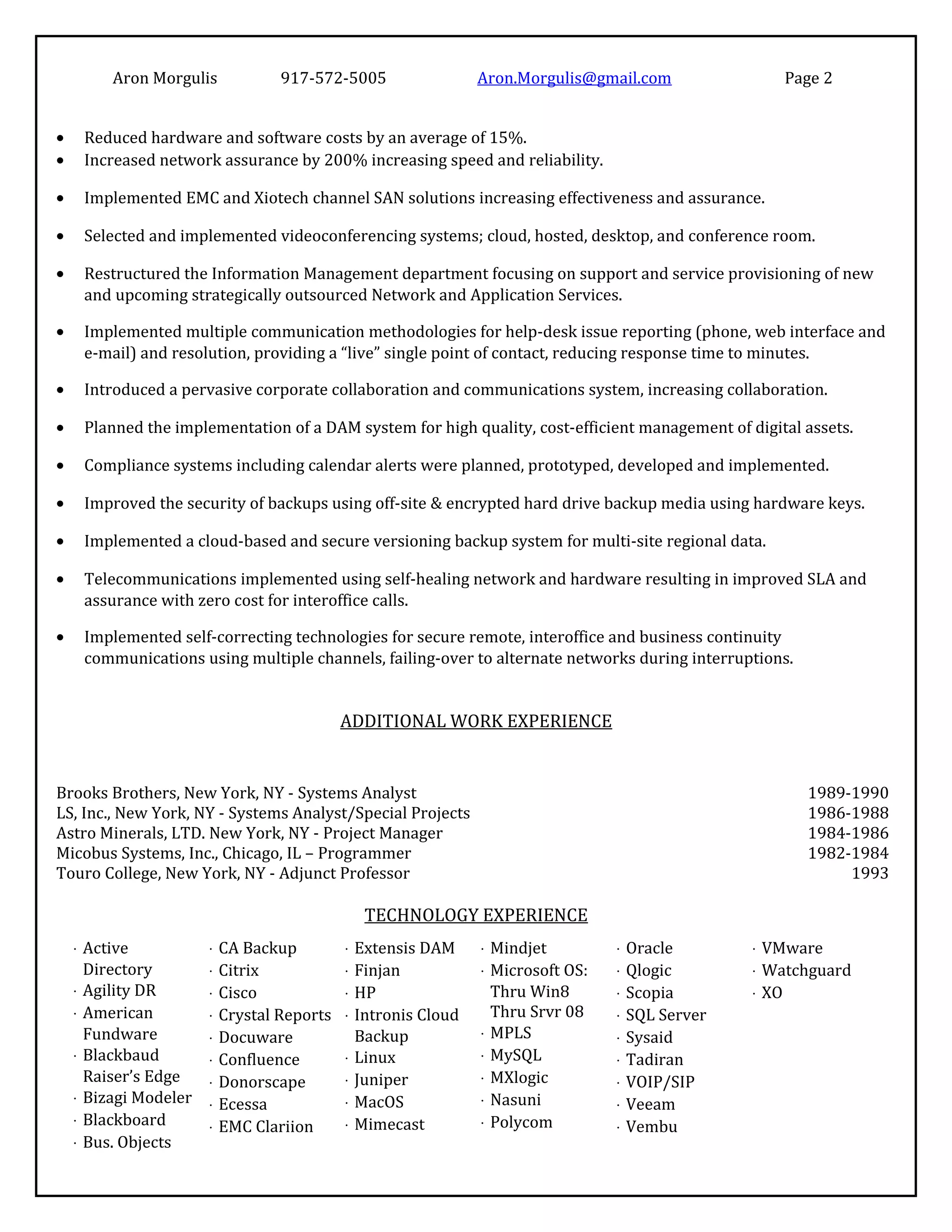 Aron Morgulis resume | DOC