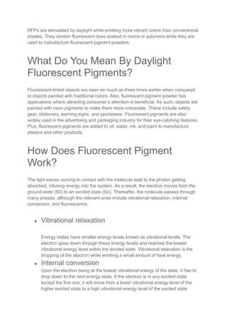 What Are Fluorescent Pigments And How Do They Work? | PDF