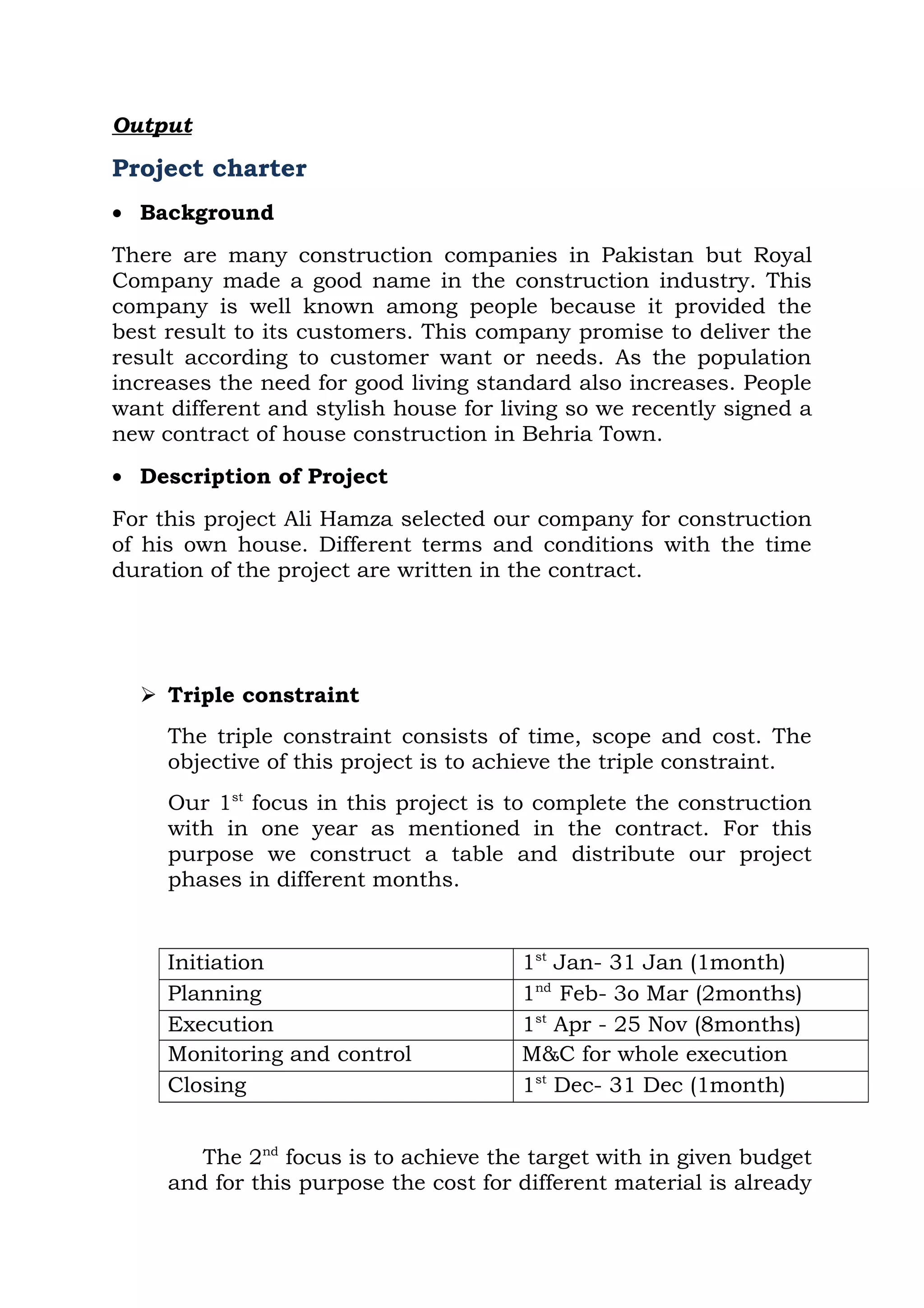 project on construction of house report. | DOC