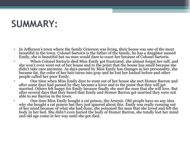 A rose for emily (World Literature) | PPT | Bereavement | Family and ...