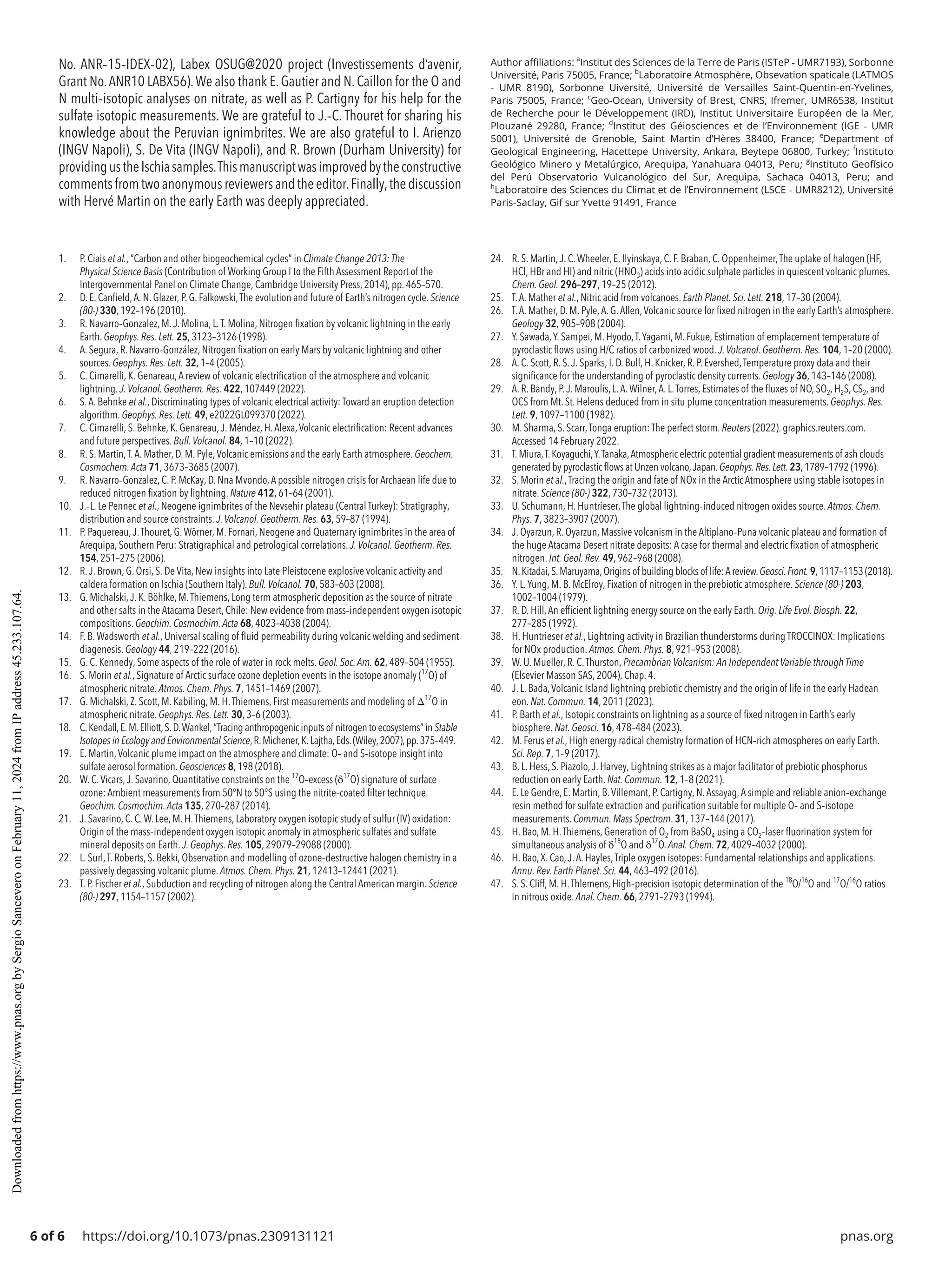Geological evidence of extensive N-fixation by volcanic lightning ...