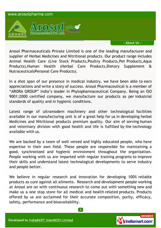 Arosol Pharmaceutical Private Limited, Saharanpur, Herbal Medicines | PDF