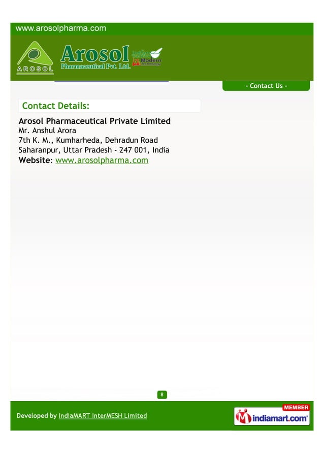 Arosol Pharmaceutical Private Limited, Saharanpur, Herbal Medicines | PDF