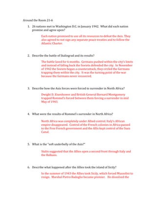 Around The Room 21 6 Answers | PDF