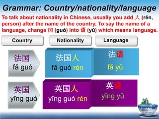 Around the world - Countries in Chinese | PPTX