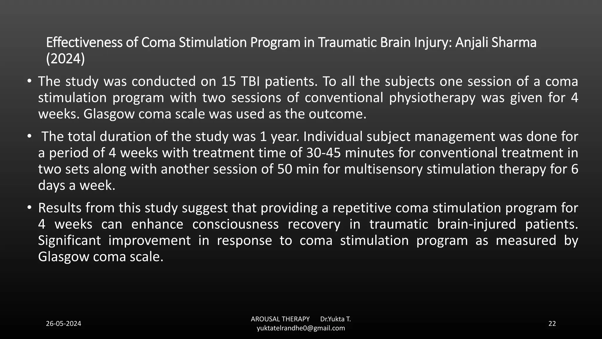 AROUSAL THERAPY COMA STIMULATION ICU.pptx