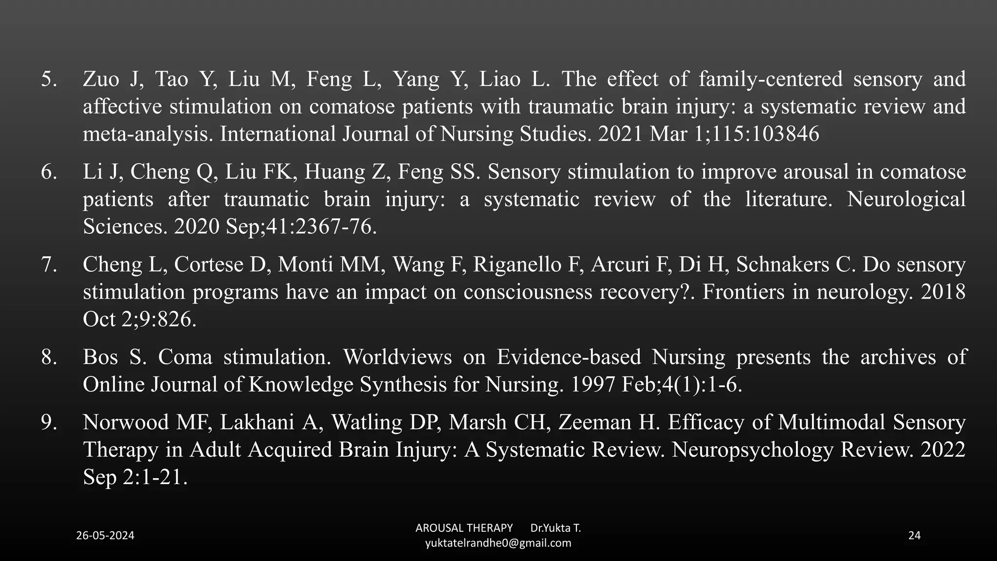 AROUSAL THERAPY COMA STIMULATION ICU.pptx