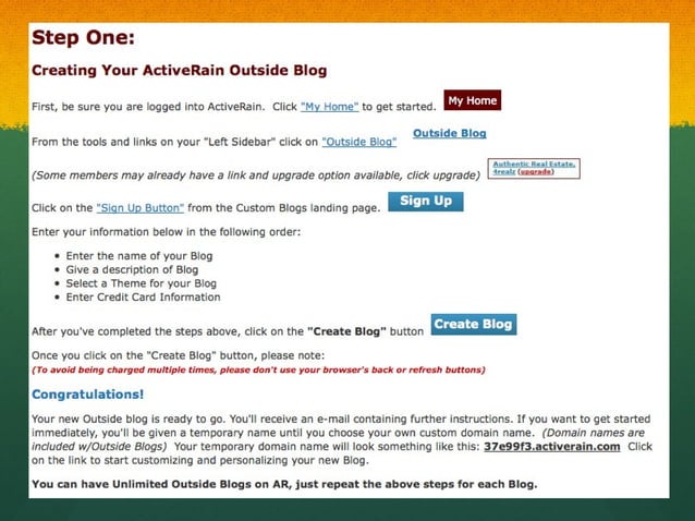 Activerain Outside Blog Setup | PPT