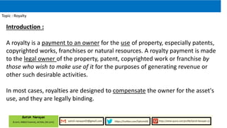 Introduction to Royalty, Basics and Accounting Entries | PPTX