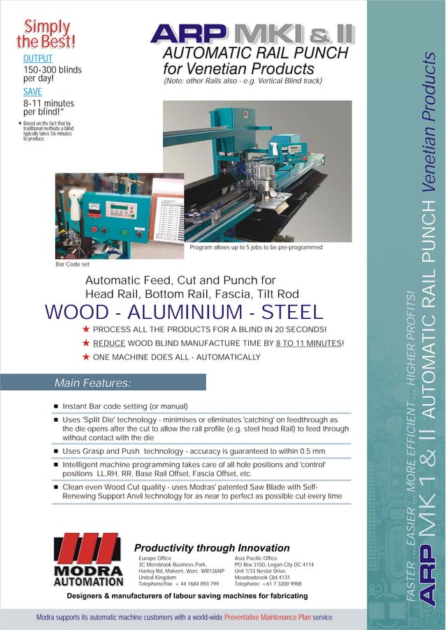 Original Sales Brochure for the Modra Arp Machine | PDF | Woodworking ...