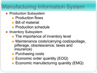 Application of MIS in manufacturing sector | PPTX
