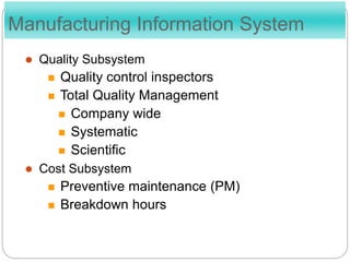 Application of MIS in manufacturing sector | PPTX