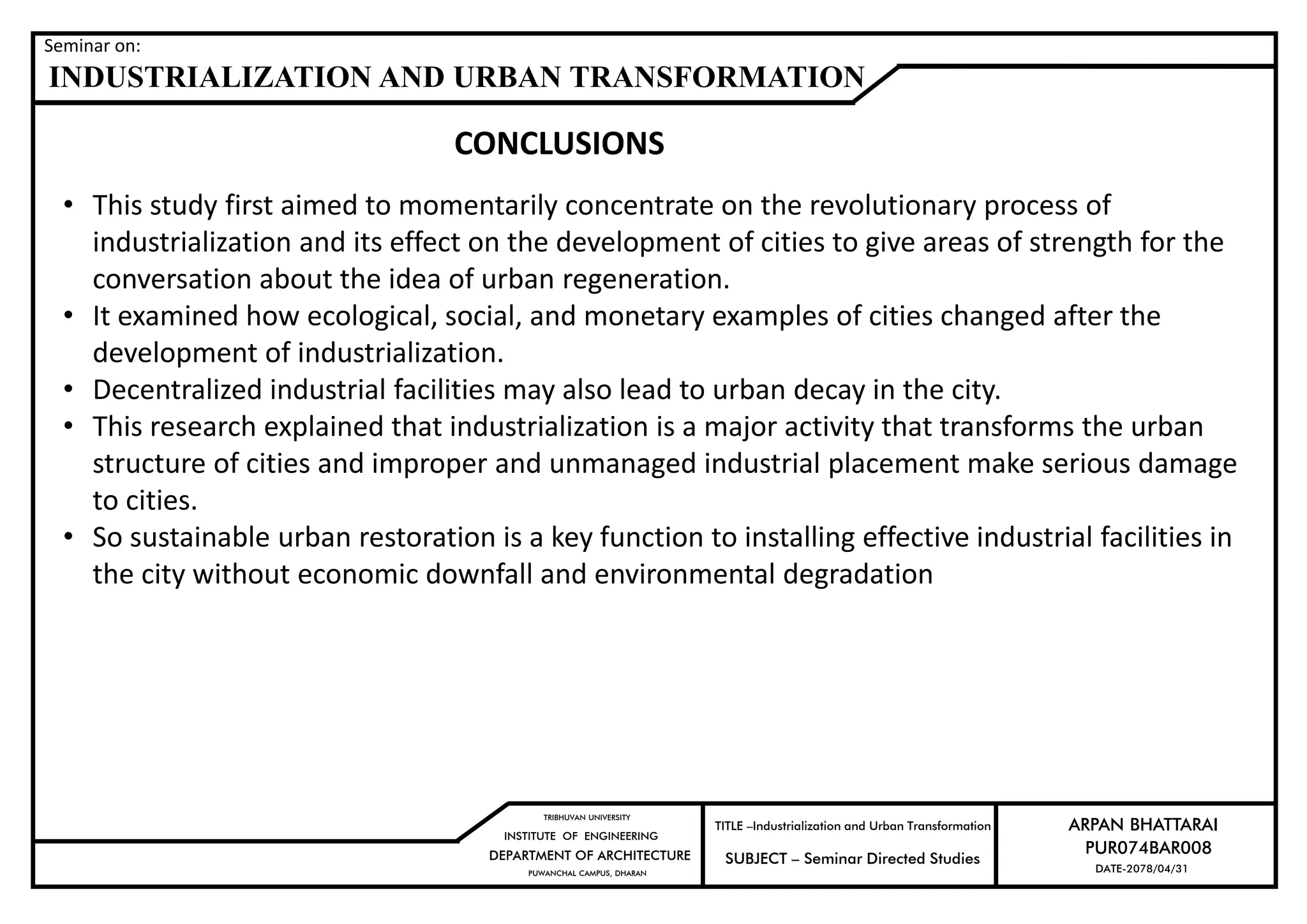 INDUSTRIALIZATION AND URBAN TRANSFORMATION | PDF
