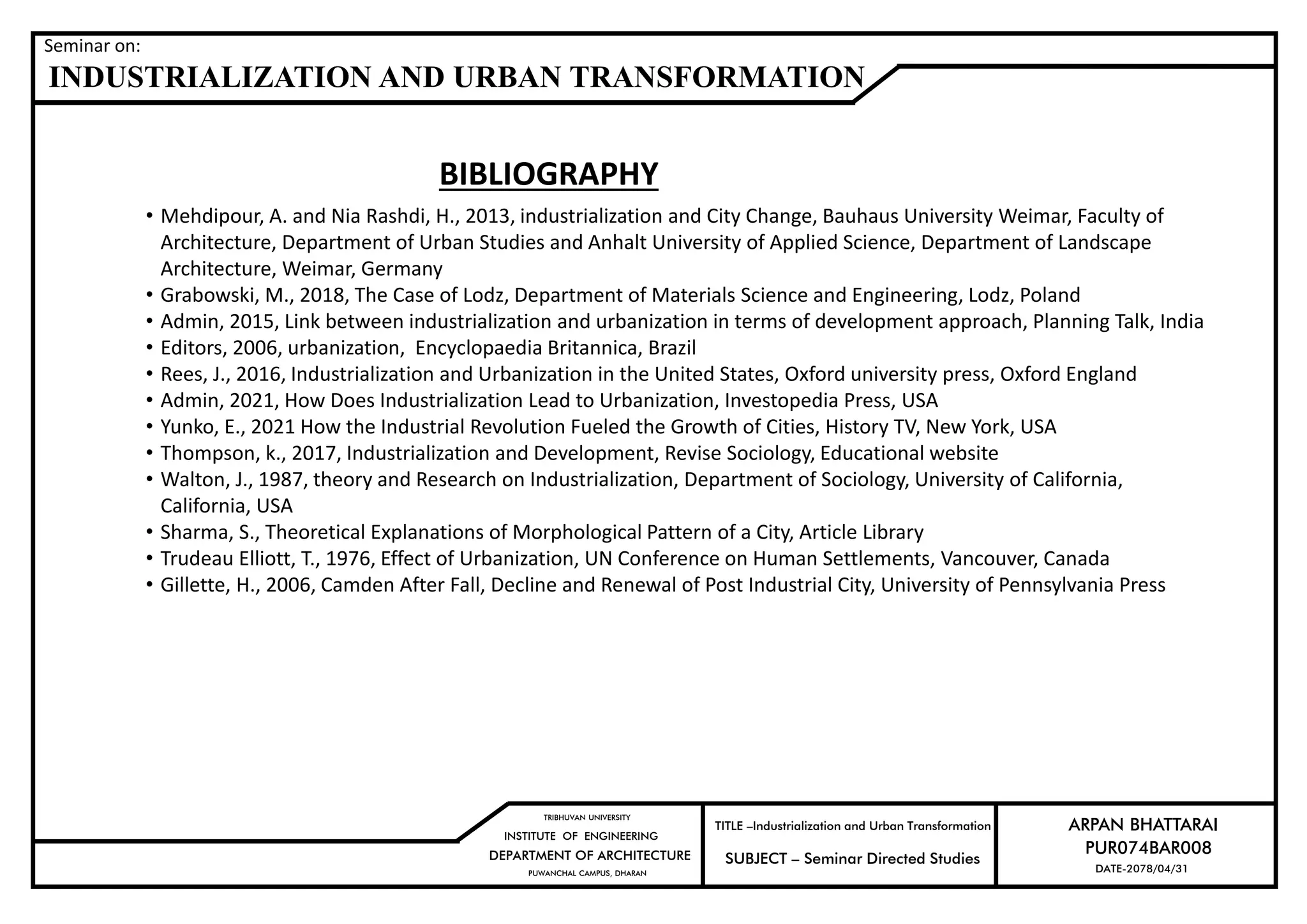 INDUSTRIALIZATION AND URBAN TRANSFORMATION | PDF