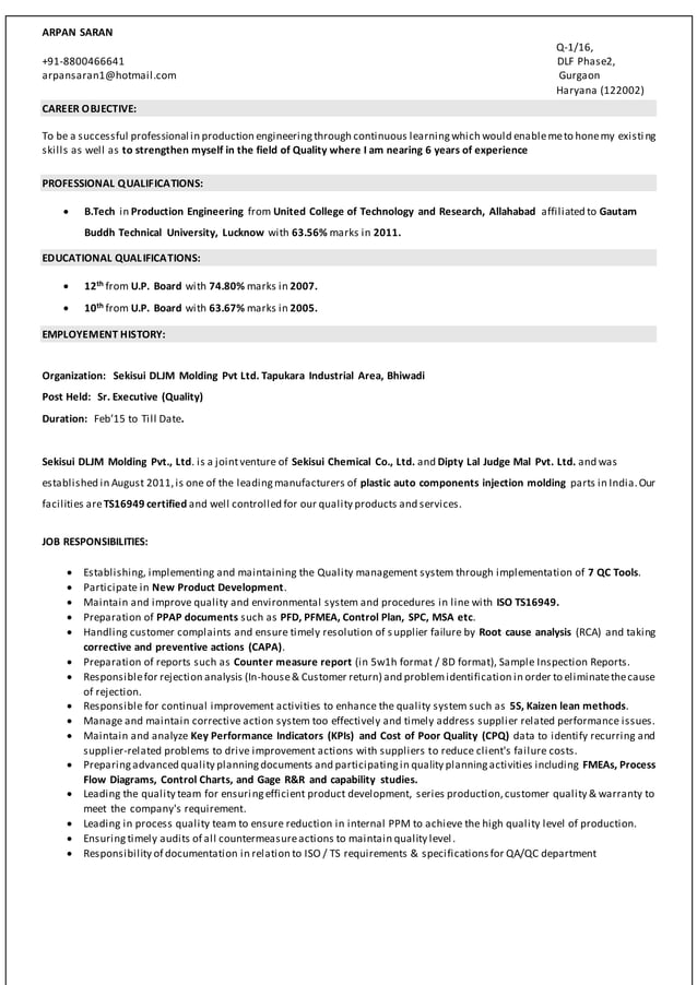 Arpan saran resume | DOCX