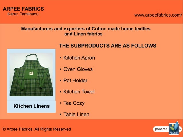 KITCHEN LENIN PRODUCTS OF ARPEE FABRICS | PPT