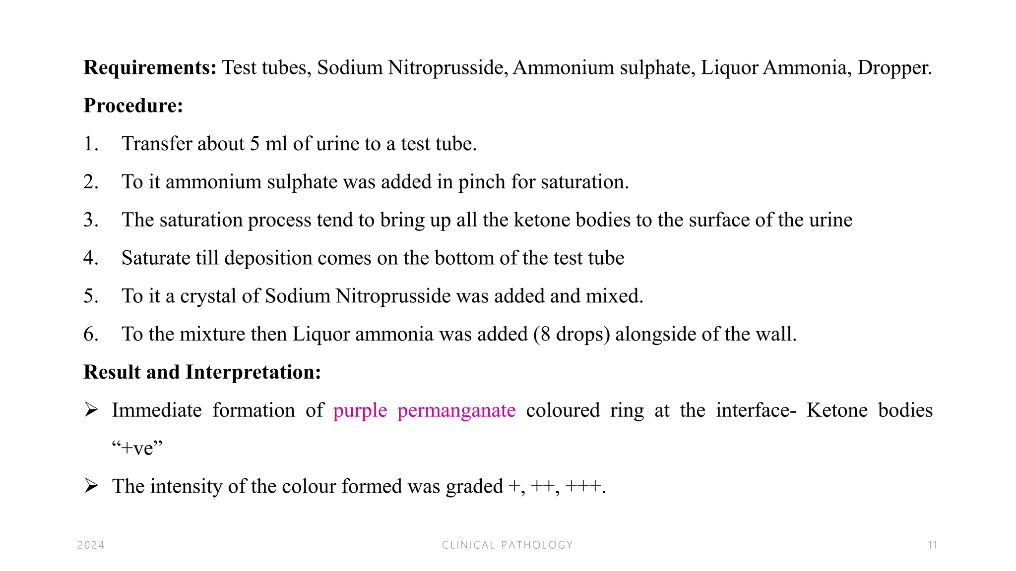Ketone body examination in urine by Rother's Test | PPTX