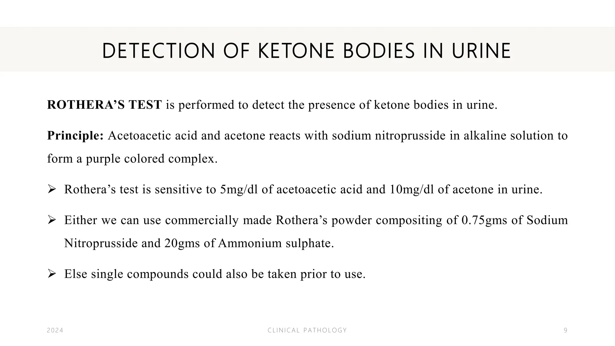 Ketone body examination in urine by Rother's Test | PPTX