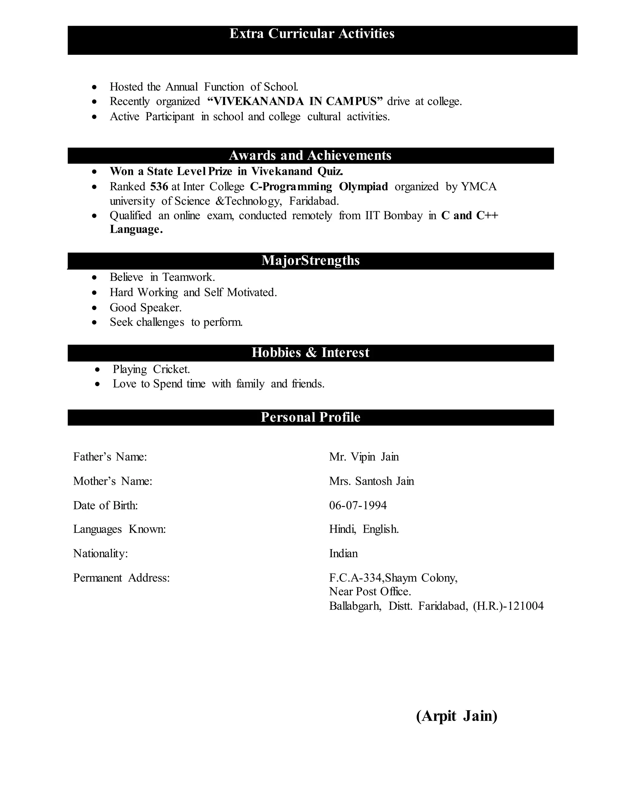 Arpit resume | DOCX