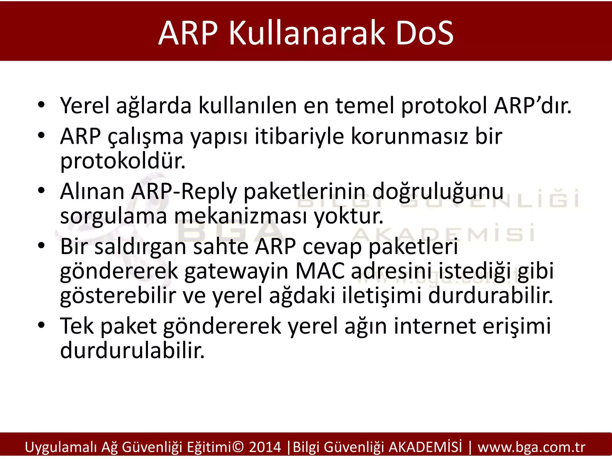 Arp protokolu ve guvenlik zafiyeti | PDF