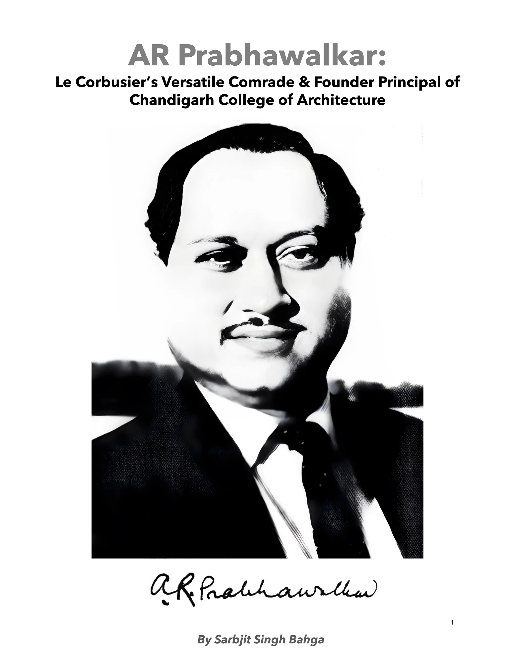 AR Prabhawalkar -Le Corbusier's Versatile Comrade & Founder Principal ...